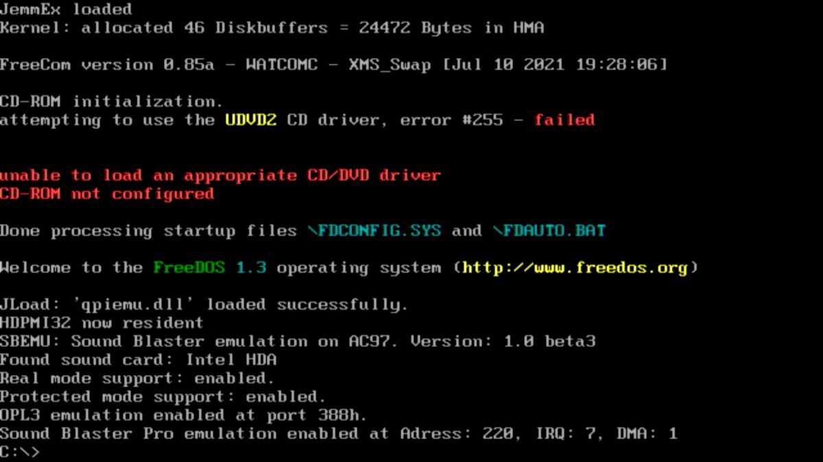 Native DOS Gaming with Sound – FreeDOS + SBEMU on a portable USB drive ...
