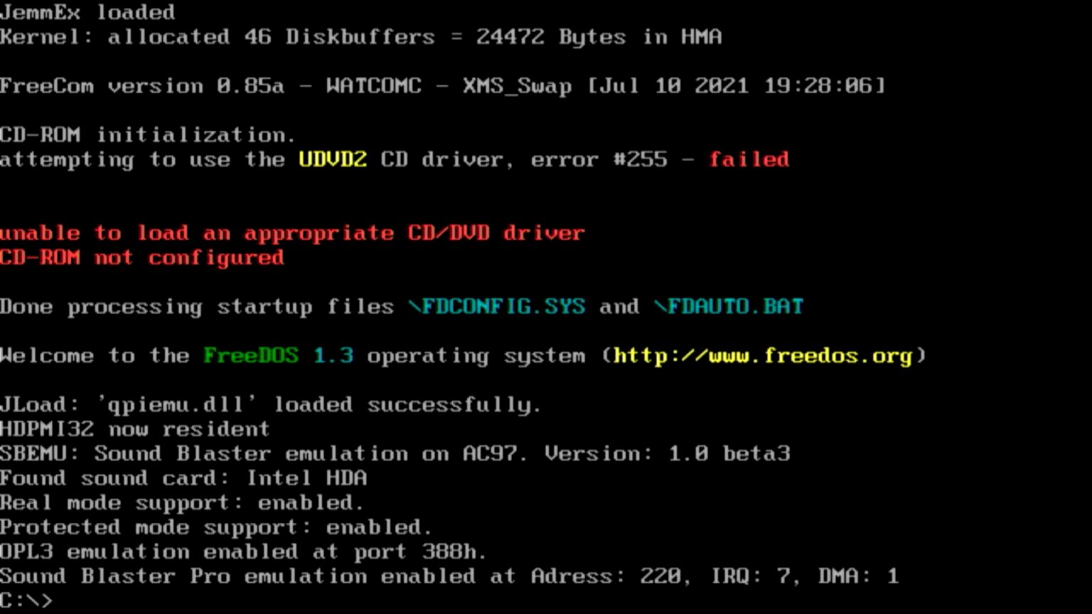 Native DOS Gaming with Sound – FreeDOS + SBEMU on a portable USB drive ...